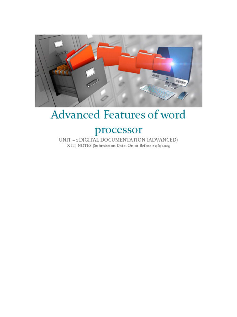 Advanced Features of Word Processor | PDF | Software | Computing