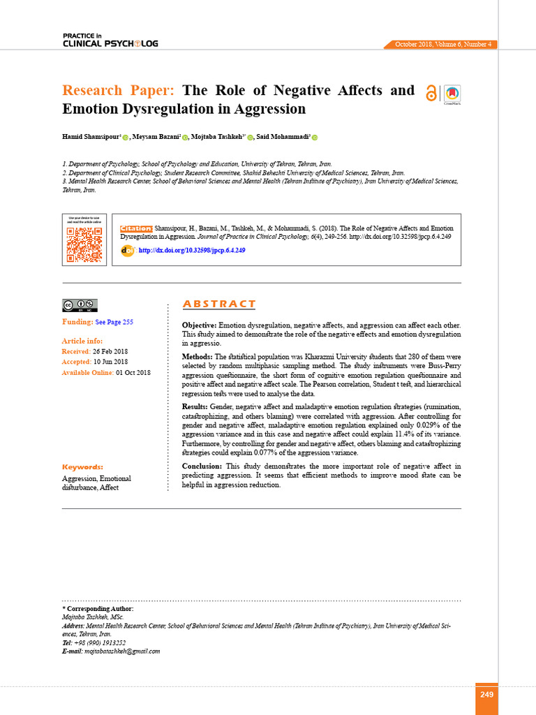 Negative Affect's Role in Aggression | PDF | Emotional Self Regulation ...