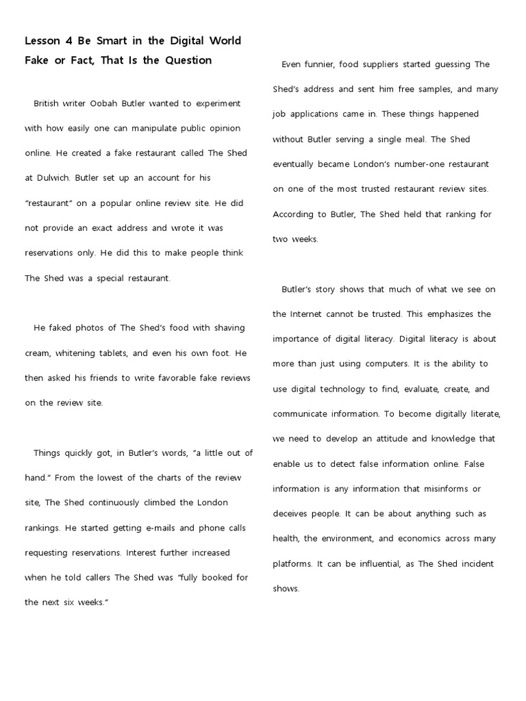 Lesson 4 Be Smart in The Digital World | PDF | Communication | Social ...