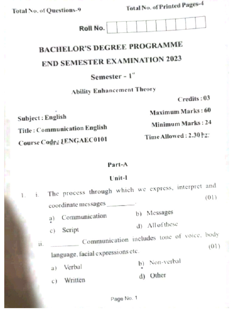 AEC Communication English PYQs by Champion SQUAD | PDF