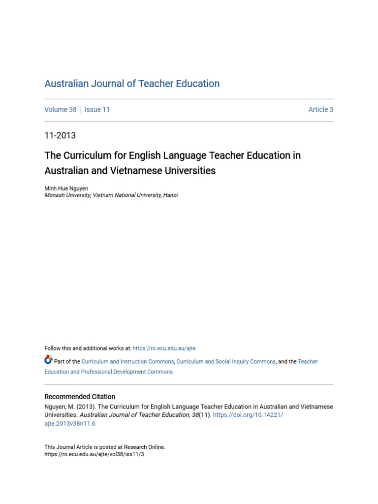 The Curriculum For English Language Teacher Education | PDF ...