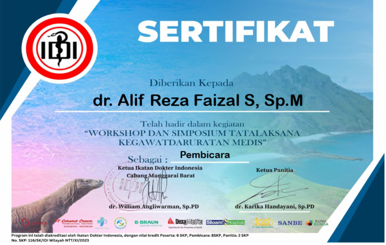Sertifikat dr. Alif Reza Faizal S, Sp.M | PDF
