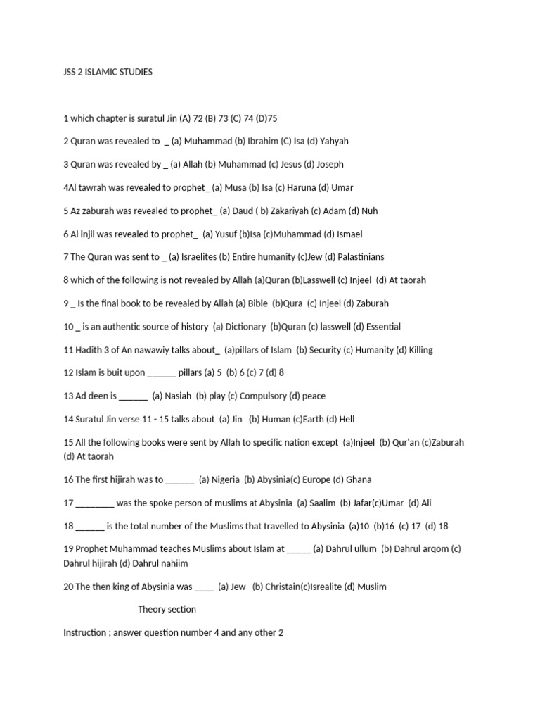 Jss 2 Islamic S-wps Office | PDF