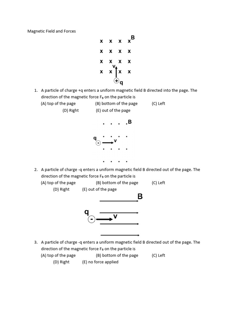 Ap Physc em - Magnetic Field Forces Multiple Choice | PDF | Electric ...