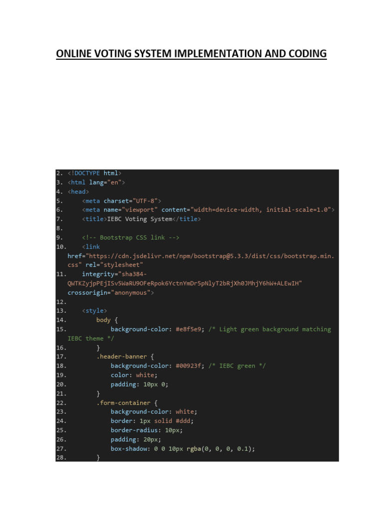 ONLINE VOTING SYSTEM IMPLEMENTATION AND CODING | PDF | Voting | User (Computing)