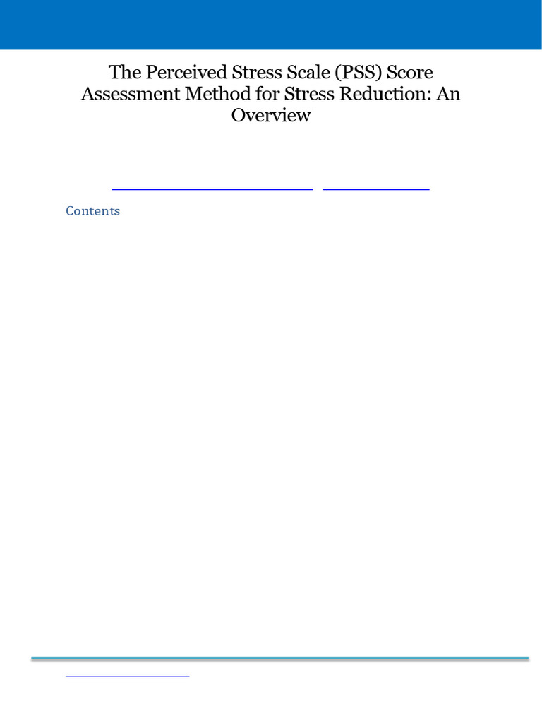 Perceived Stress Scale PSS Score Assessment Method | PDF | Stress ...