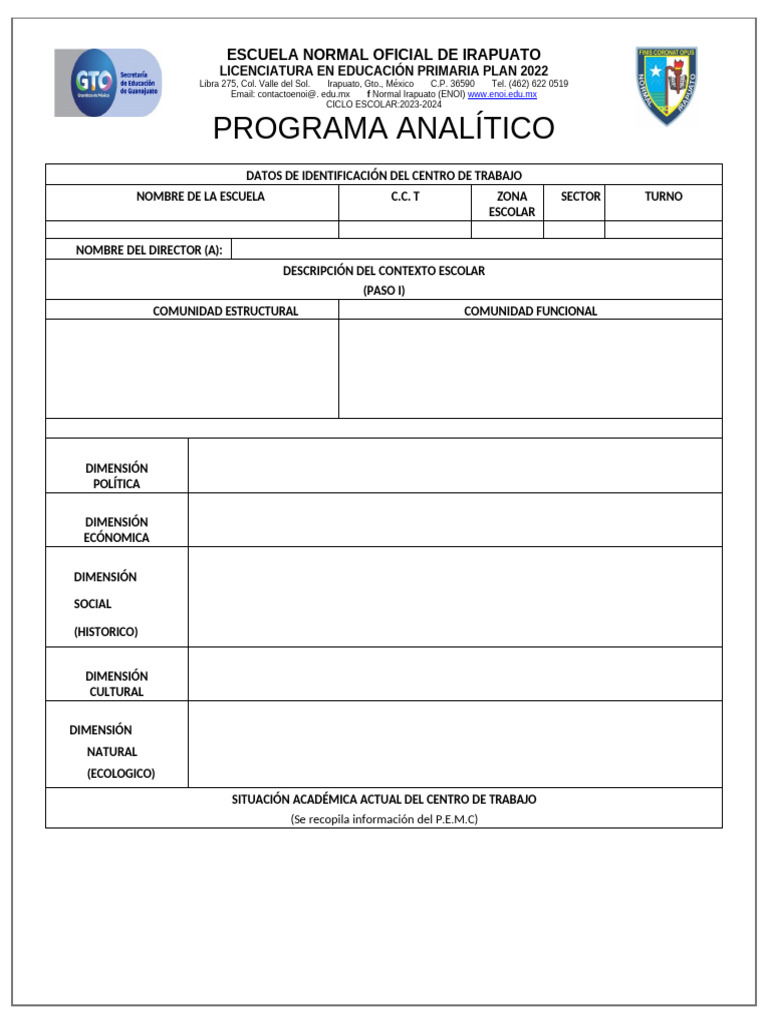 Formato Programa Analítico | PDF