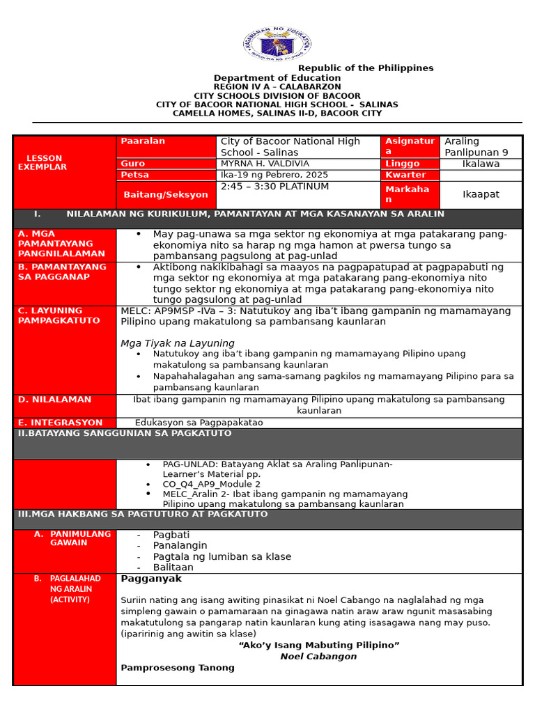 AP9 - 4thQ - W2 - Cot 1 | PDF