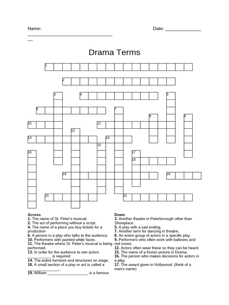 Drama Terms Crossword Puzzle Guide | PDF