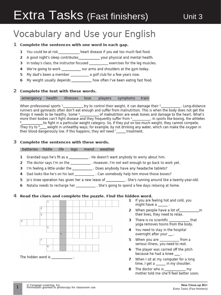 Ncu B1plus Extra Tasks Fast Finishers U3 | PDF