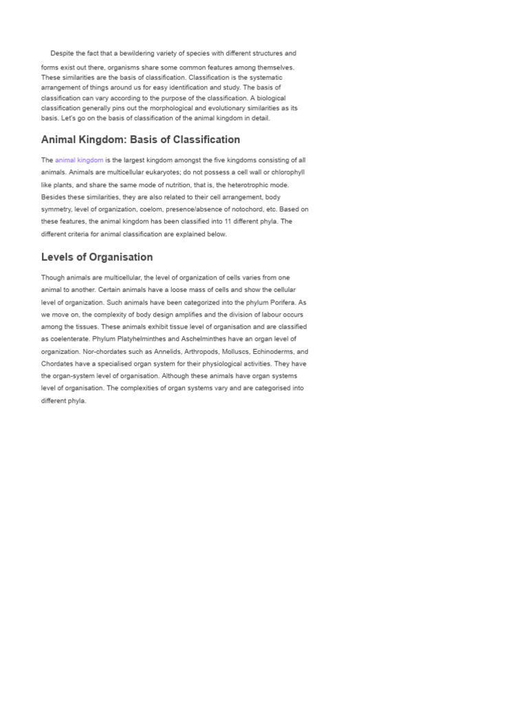 Classification of Animal | PDF | Vertebrates | Zoology