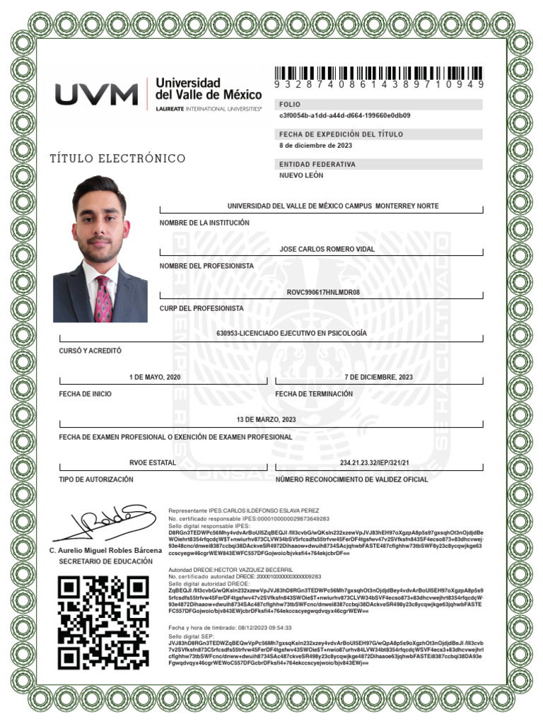 Título Electrónico en Psicología UVM | PDF
