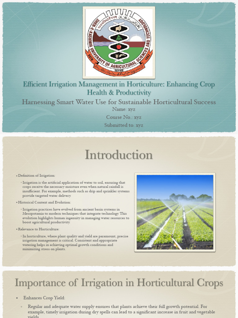 Smart Irrigation for Horticultural Success | PDF | Irrigation | Soil