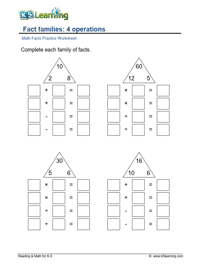 Fact Families 4 Operations B | PDF