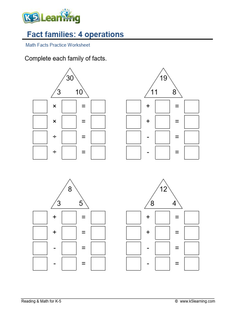Fact Families 4 Operations C | PDF