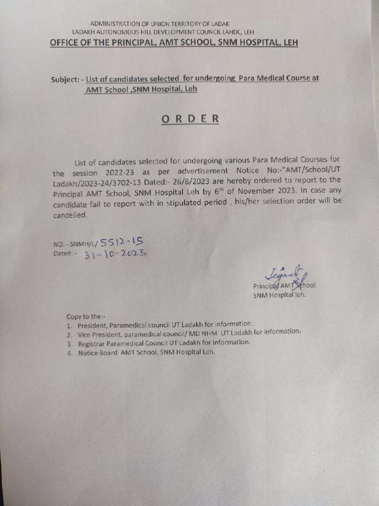 AMT Result - List of Candidates Selected For Undergoing para Medical ...
