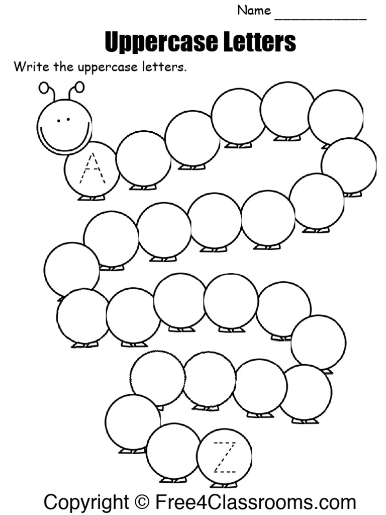 Caterpillar Write Letters Uppercase Wagxns | PDF