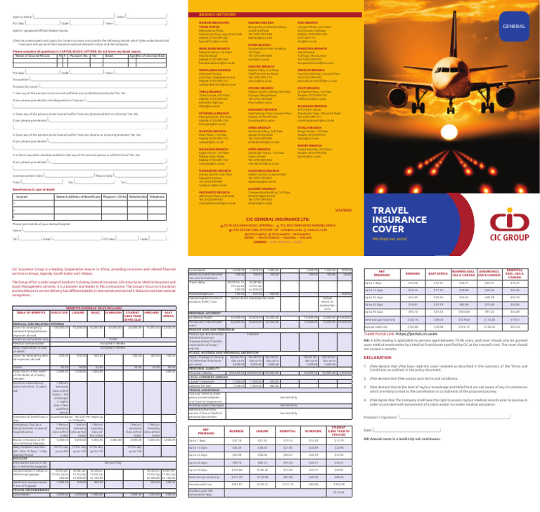 CIC Travel Insurance Brochure - V.012022 | PDF