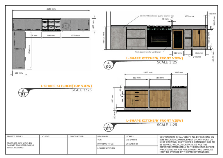 L-Shape Kitchen Design Plans | PDF | Building Engineering | Technical ...