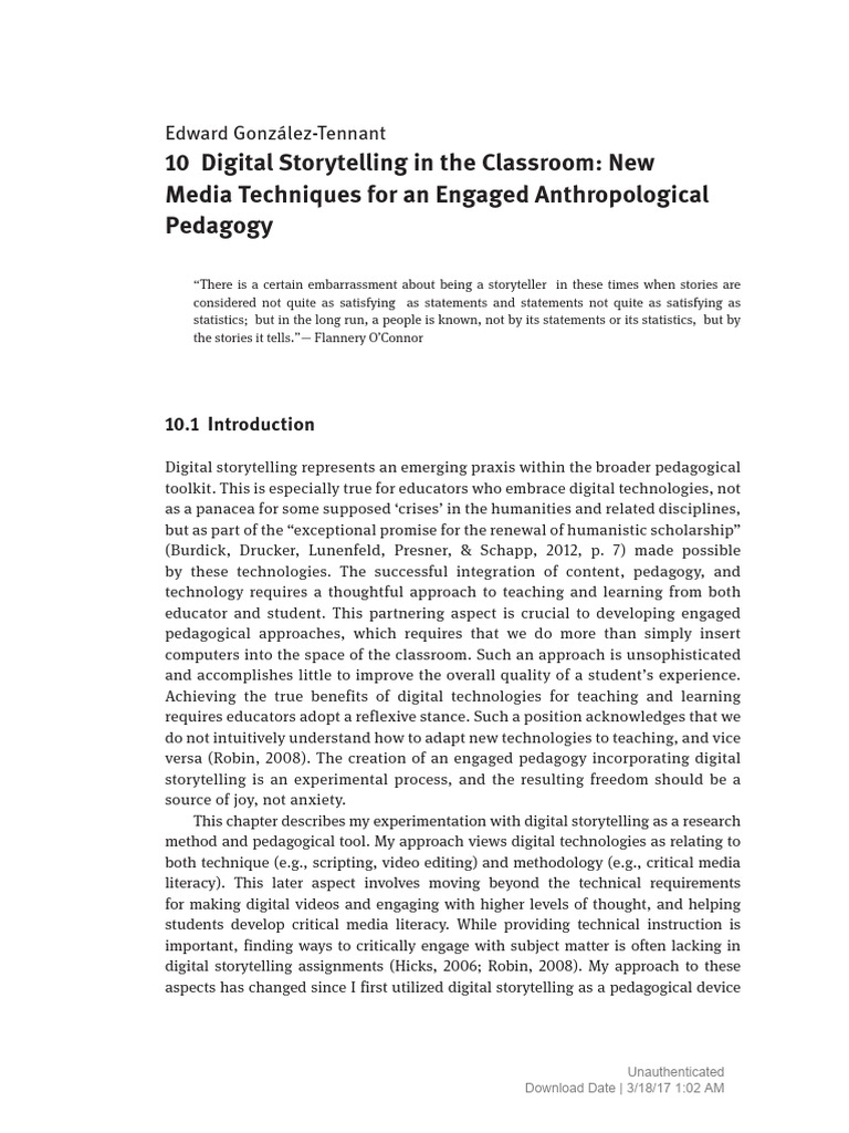 Digital Storytelling for Engaged Pedagogy | PDF | Pedagogy | Teachers