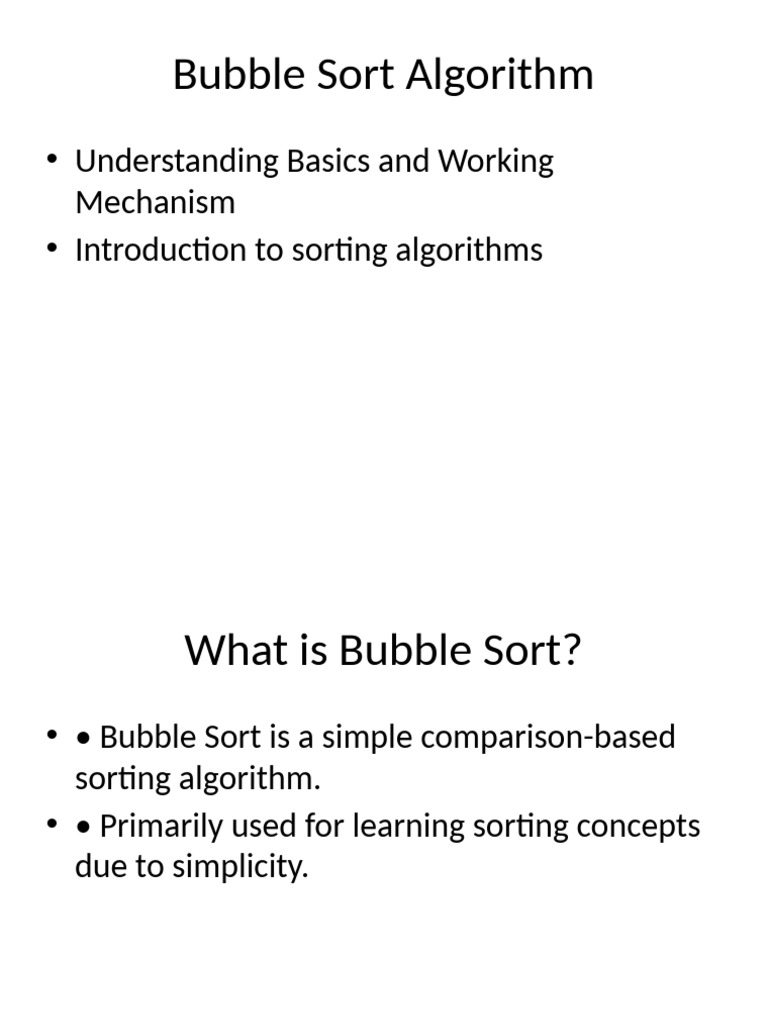 Bubble Sort Algorithm Explained | PDF
