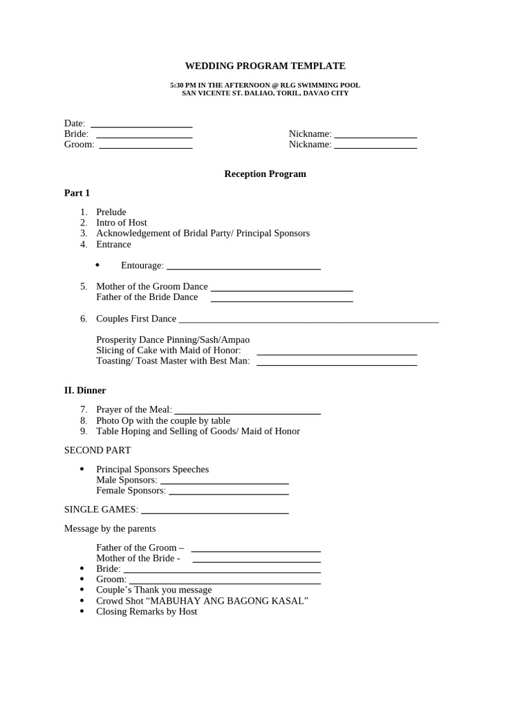 Wedding Program Template | PDF