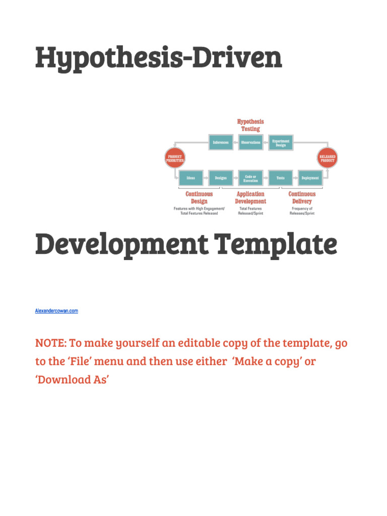 Hypothesis-Driven Development (HDD) Template [MAKE COPY] | PDF | Usability | Hypothesis