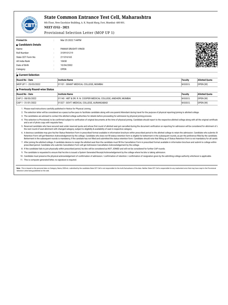 Selection Letter (1) | PDF
