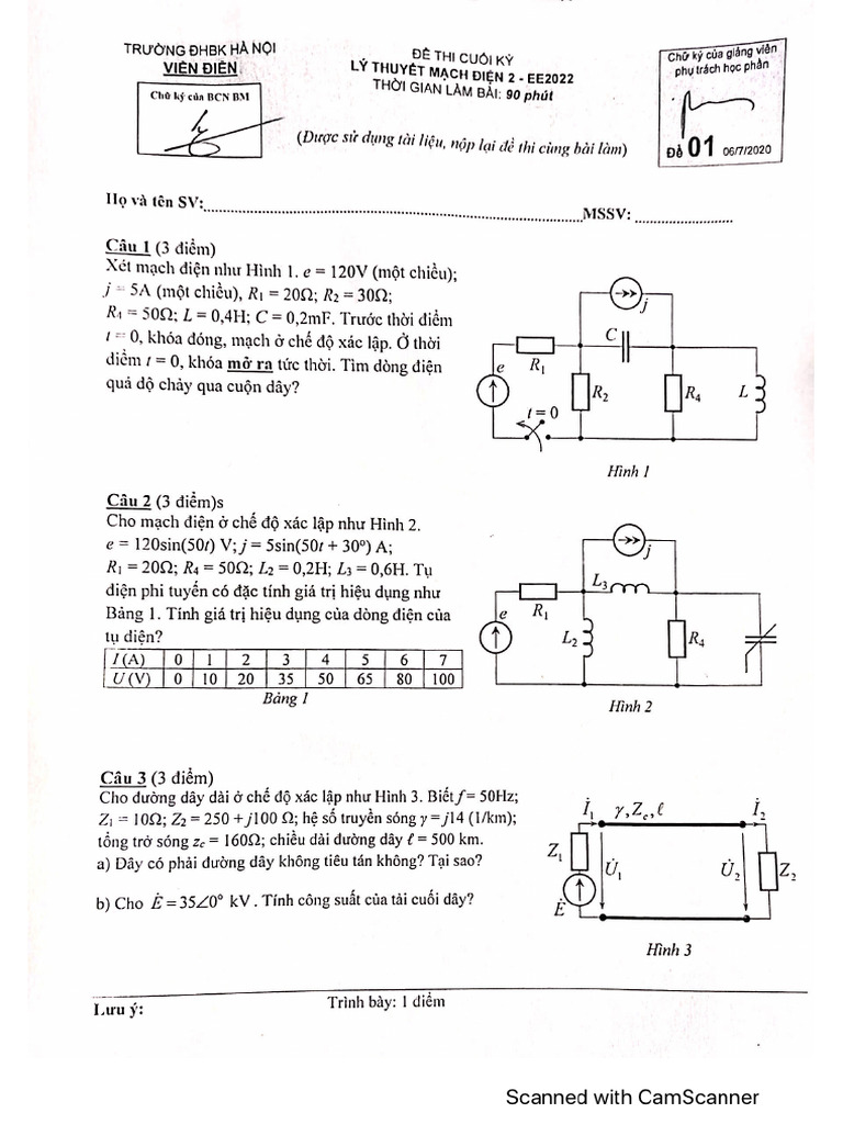 CK 20192 Đề 1-2 | PDF