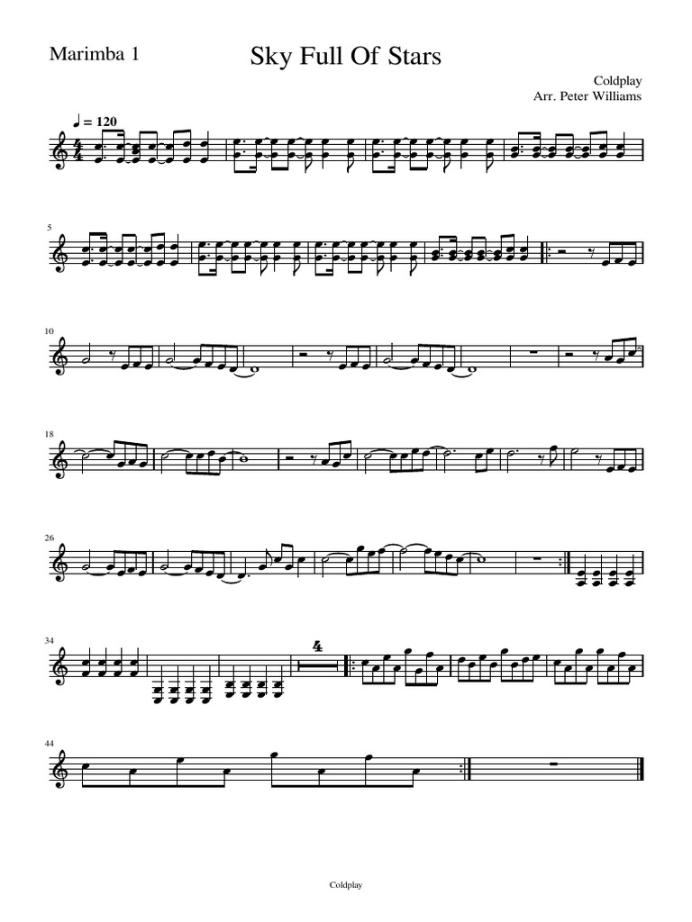 Sky Full of Stars On Marimba-Marimba 1 | PDF