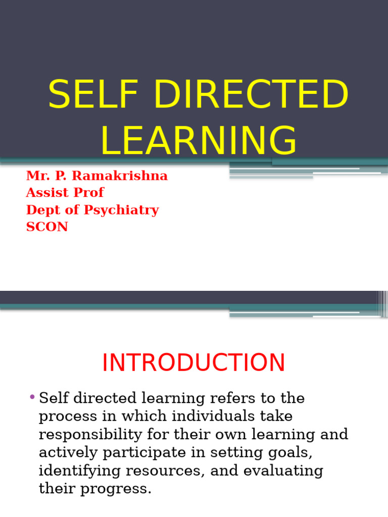 Self Directed Learning | PDF | Learning | Goal
