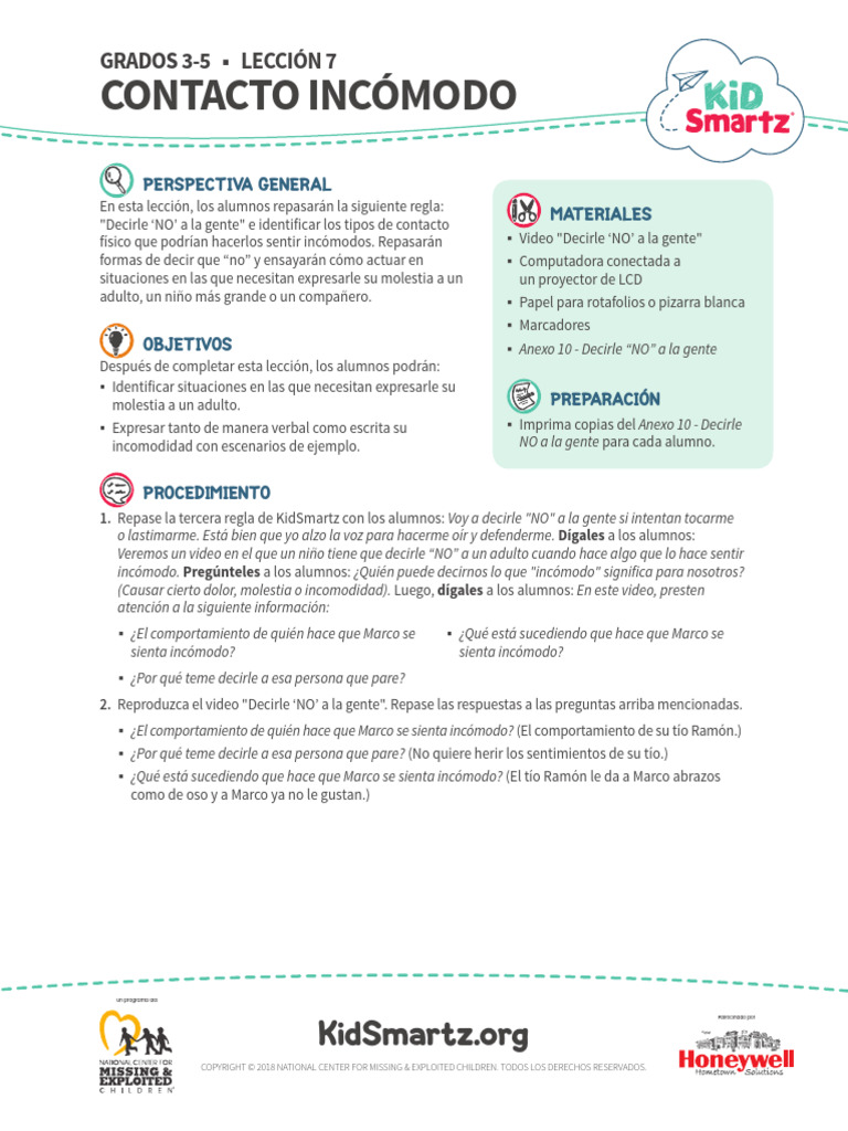 Grades_3_5_Uncomfortable_Touch_ES | PDF