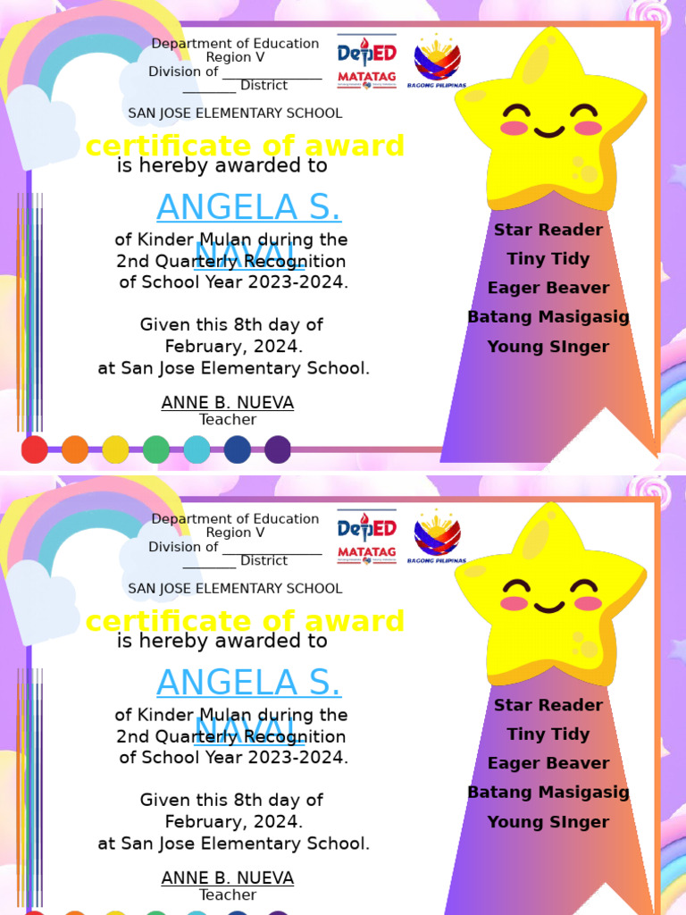 San Jose Elementary Awards 2024 | PDF