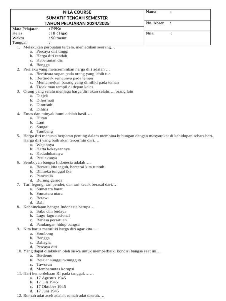 STS PPKN Kelas 3 SMT 2 | PDF