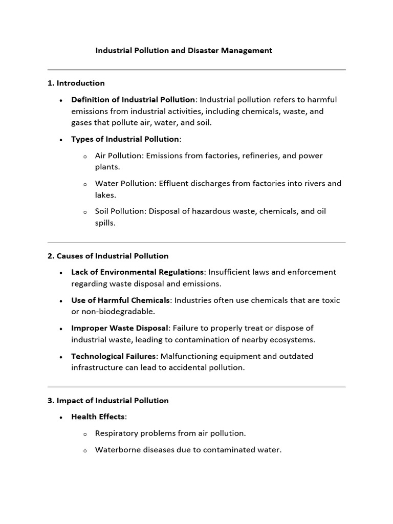 Industrial Pollution and Disaster Management | PDF | Pollution | Water ...