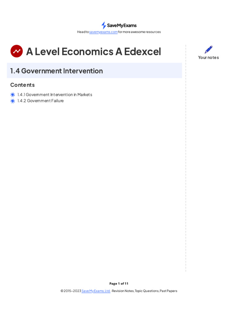 A Level Economics: Government Intervention | PDF | Taxes | Economic ...
