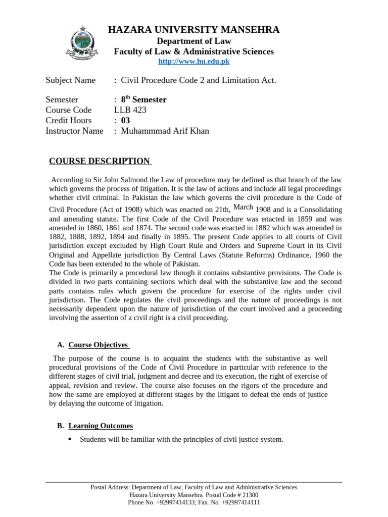 CPC 2 Lecture Plan - Spring 2025 | PDF | Lawsuit | Appeal