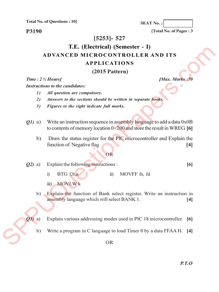 Be - Electrical Engineering - Semester 5 - 2017 - November - Advance Microcontroller and Its ...