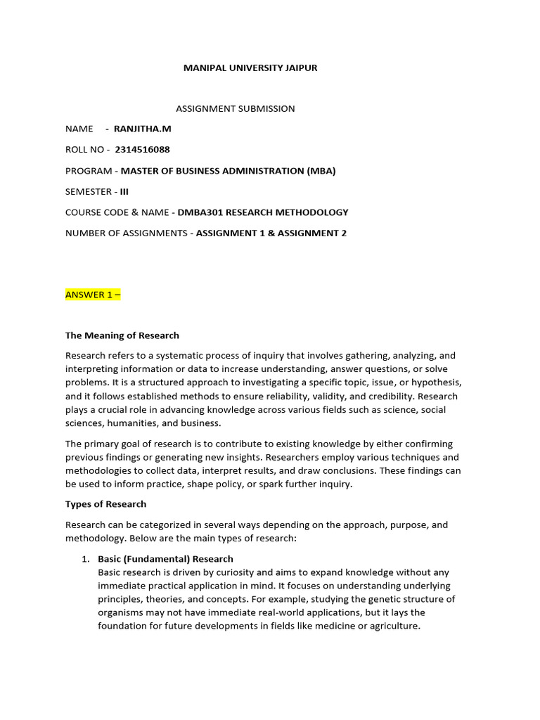 Dmba301 Research Methodology | PDF | Level Of Measurement ...