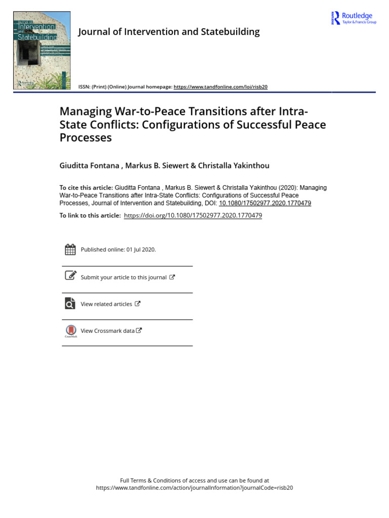 Managing War-to-Peace Transitions | PDF | Peacebuilding | Political Science