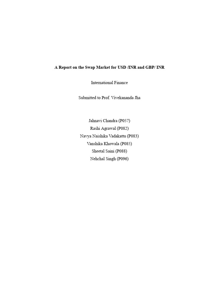 USD/INR and GBP/INR Swap Market Report | PDF | Swap (Finance) | Futures ...
