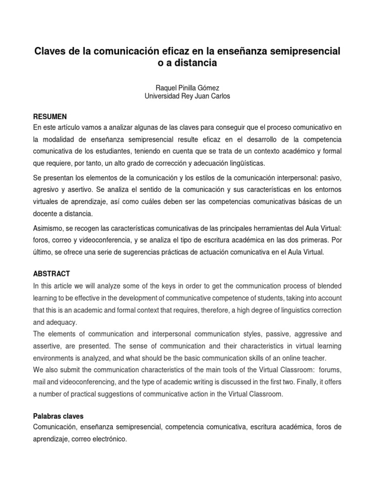 Claves de La Comunicacion Eficaz en La e | PDF | Comunicación | Maestros