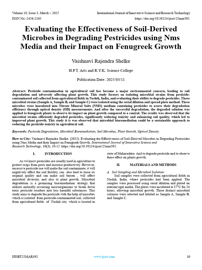 Evaluating The Effectiveness of Soil-Derived Microbes in Degrading ...