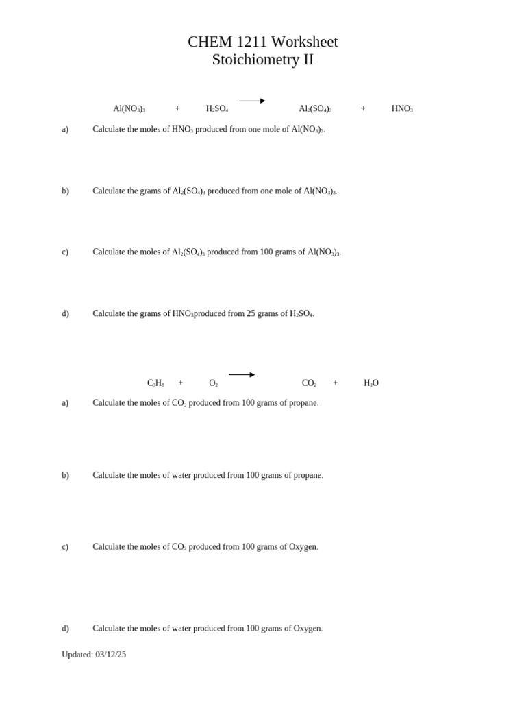 Stoichiometry Calculations for Reactions | PDF