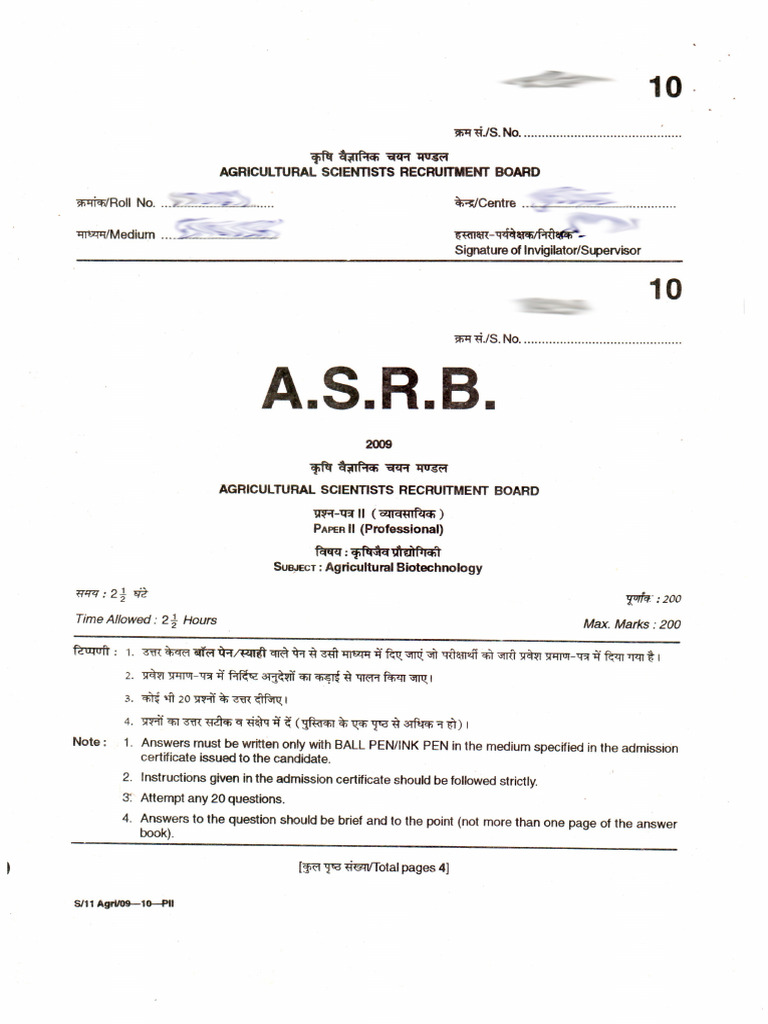 ASRB NET Agricultural Biotechnology Paper | PDF | Gene | Vector ...