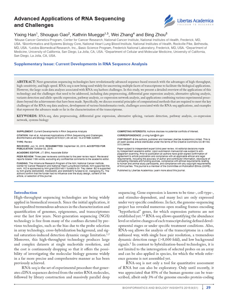 Advanced Applications of RNA Sequencing | PDF | Dna Sequencing | Transcriptome