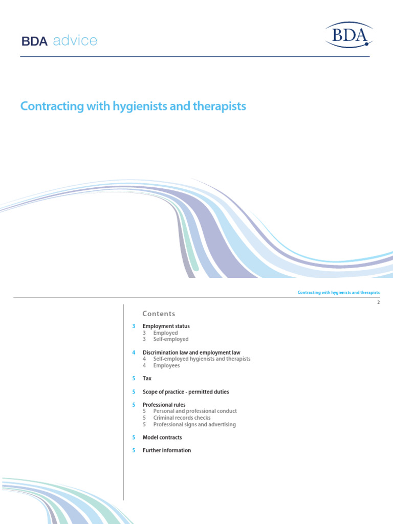 Contracting Guidelines for Hygienists & Therapists | PDF | Employment ...