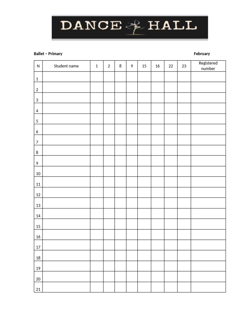 Ballet Class Registrations February | PDF