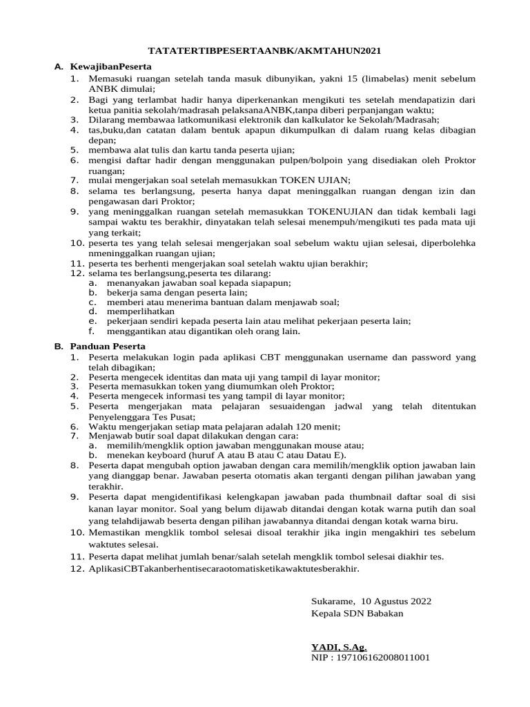 TATA TERTIB PESERTA | PDF