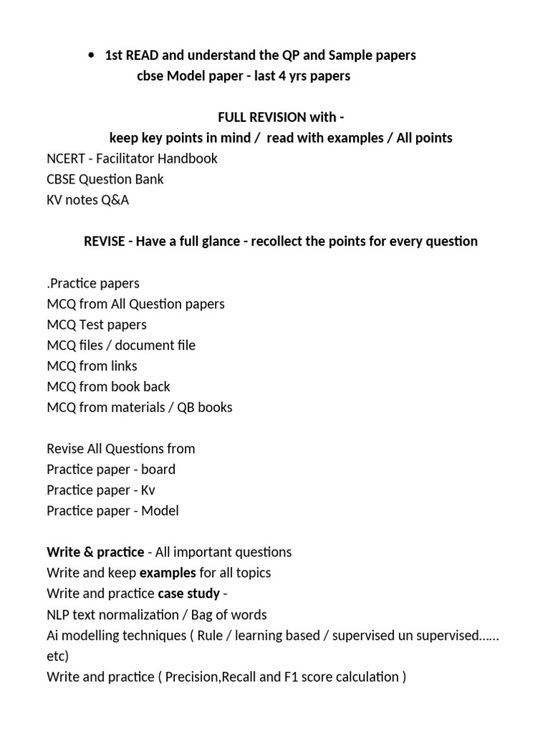 Revision Plan | PDF